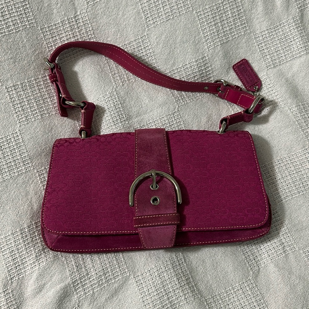 Coach Hot Pink Signature Small C Mini Jaquard Suede T… - Gem